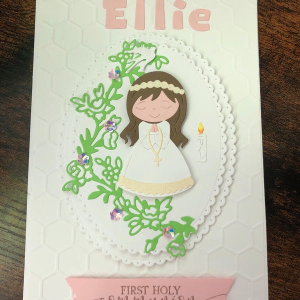 First Holy Communion Card, Girl First Communion Card, Christian ...