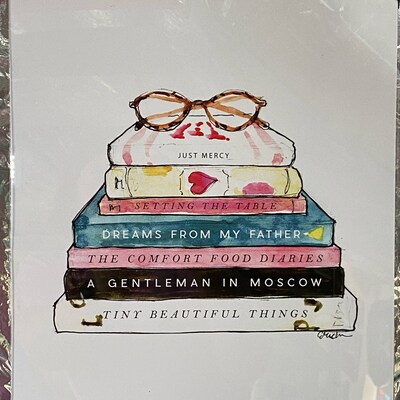 Customizable Book Stack Art Print cute Wall Art, Home Decorating ...