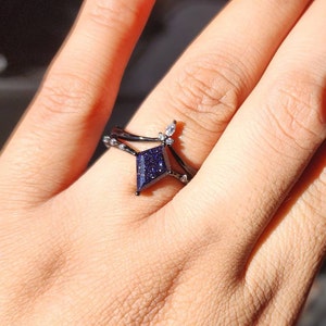 Womens Galaxy Orion Nebula Ring, Black Titanium Plated Engagement Ring ...