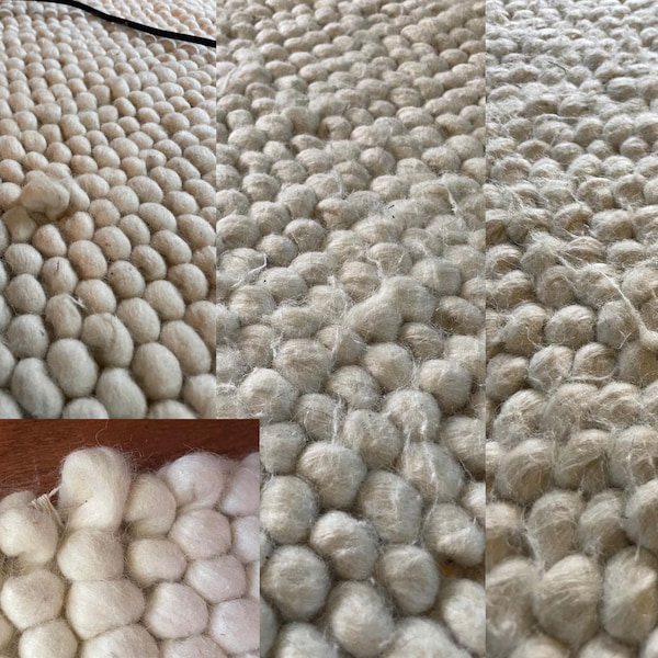 The Indoor Store - Hand Knitted Chunky Wool Loops Area Rug, Ivory/off ...