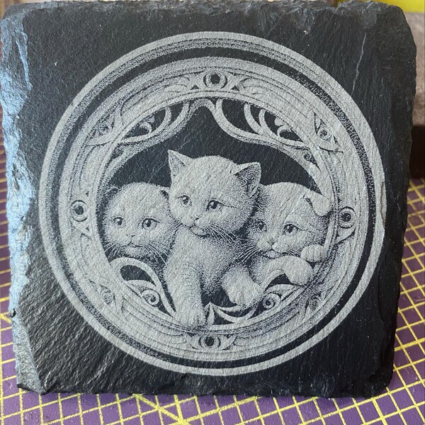 Happy Kitten 3D Illusion PNG Laser File, Kitten PNG, Cat PNG, Cat Slate ...