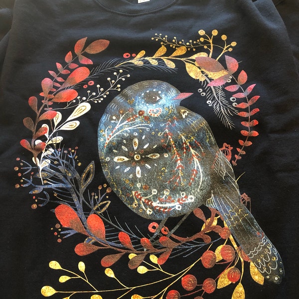 Scandinavian Folk Art Sweatshirt, Folk Art Bird Sweatshirt, Norwegian ...