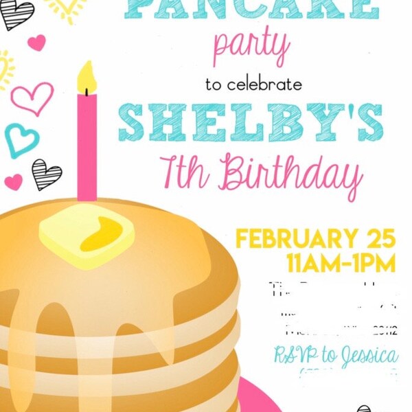 Editable Pancake Pajamas Invitation Invite Digital 5x7 Colorful Kids ...