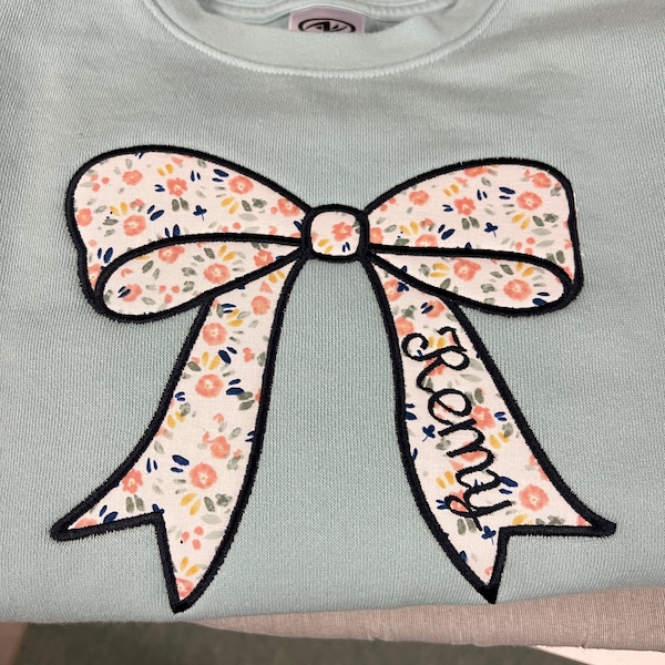 Kinley Bow Satin Stitch Applique Embroidery Design - Bow Applique ...
