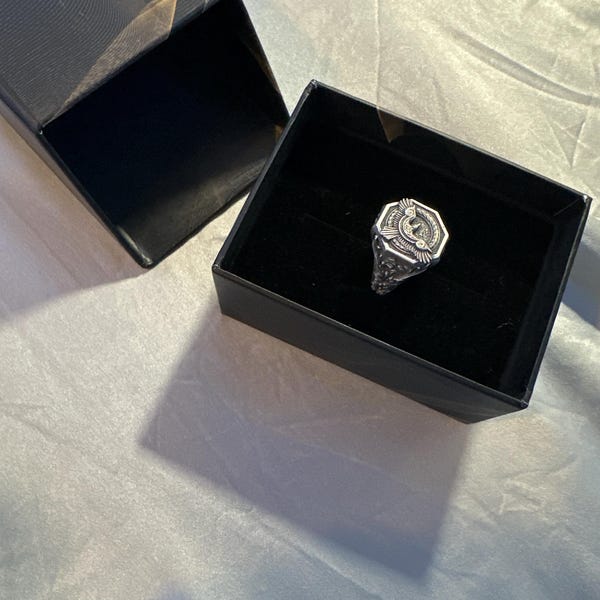 Unique Mens Pinky Signet Ring in Silver, Rectangle Solid Silver Pinky ...