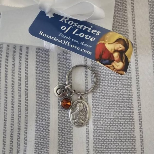 Choose Your Catholic Saint Keychain - Personalized Letter - Crystal ...