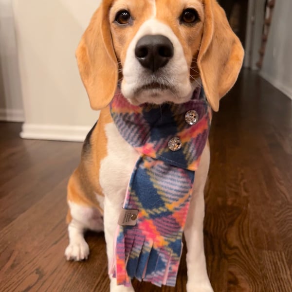 Pink Dog Scarf, Fall Dog Scarf, Winter Dog Scarf, Plaid Dog Scarf ...