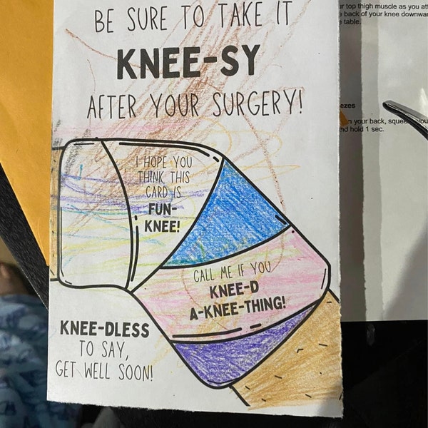 Funny Knee Surgery Get Well Card: Pun Printable (PDF) - Etsy
