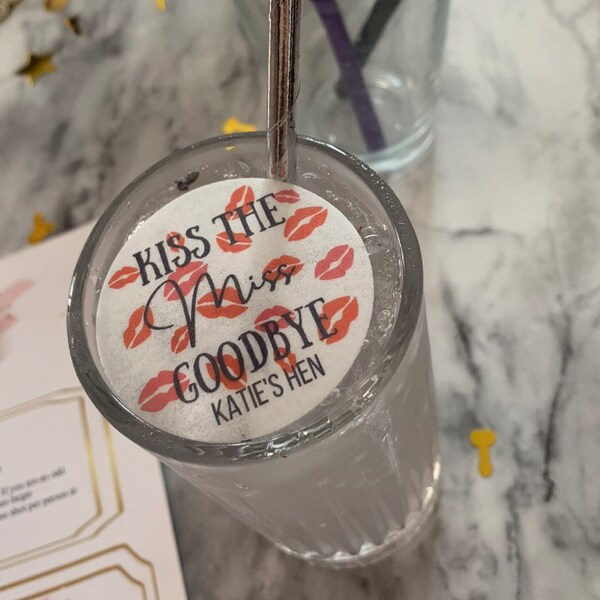 Personalised Kiss the Miss Edible Drink Toppers (1 Sheet) - Etsy UK