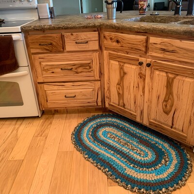 Rag Rug, Blue 22.5 Crocheted Round Rag Rug, Nursery Rug, Cottage Chic ...