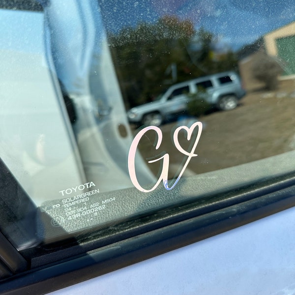 Initial Heart Decal | Uppercase Single Letter Monogram Initial Decal ...