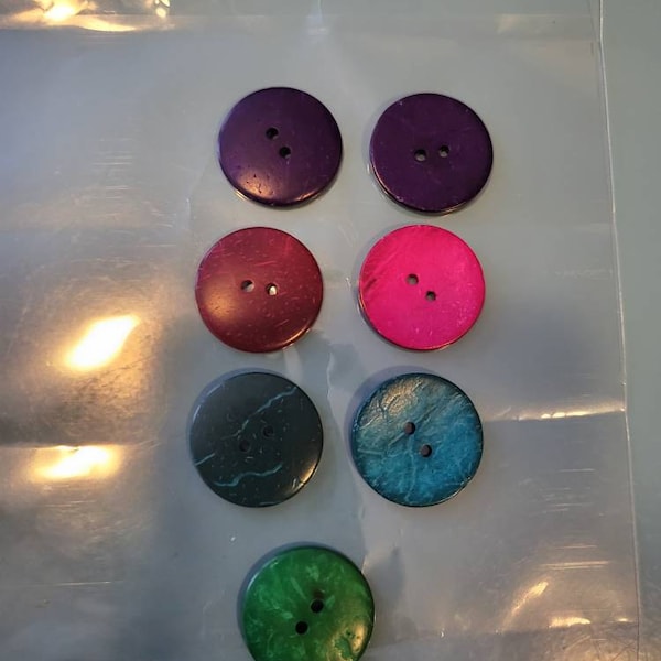 Brightly Colored Natural Coconut Buttons – Assorted Sizes, Unique Craft ...