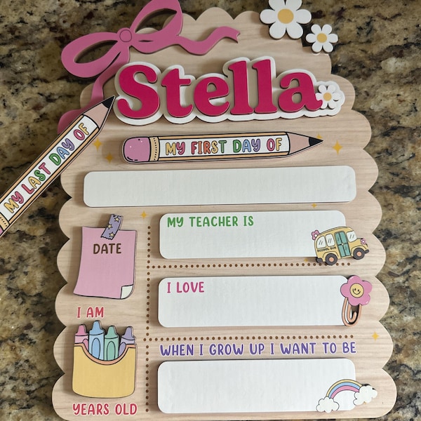 Personalized First Day of School Sign, Back to School Photo Prop ...