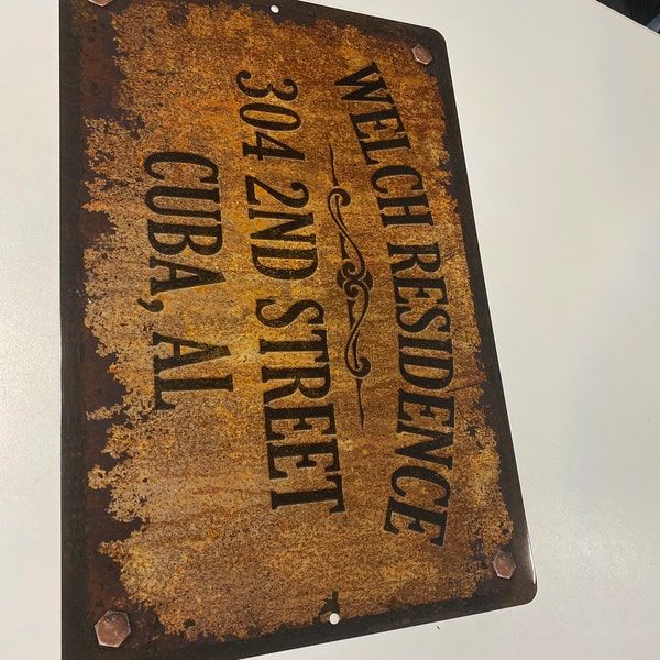 Custom Rusty Design Metal Sign: Personalized Text, Indoor/outdoor - Etsy