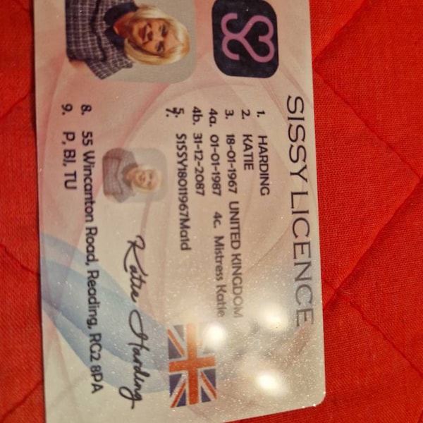 Personalised Sissy ID Cards Custom for Your Gender Identity Sissy Humiliation Training MTF ...