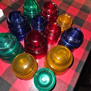 2 Authentic Vintage Medium Size Glass Insulators Stained Purple. Set of ...