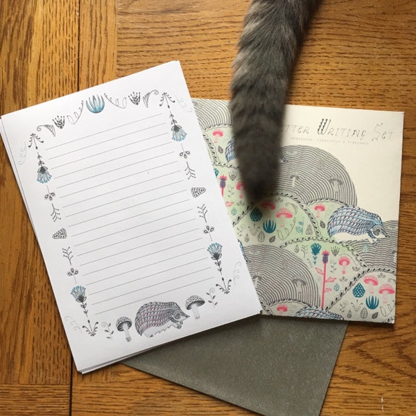 Letter Writing Set - Hedgehogs and Pinecones - Etsy UK