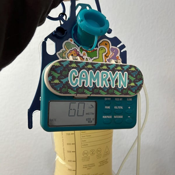 Bright Feeding Pump Door Stickers CHOOSE Pattern Add Name Feeding Tube ...