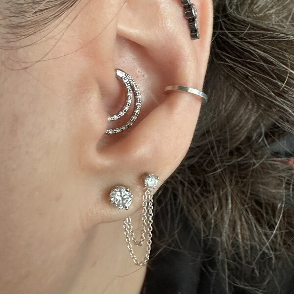 Convertible Ear Chain • Double Chain • Gold Chain Earring • Cartilage ...