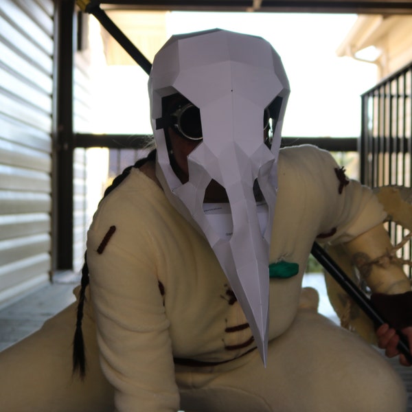 Crow Raven Skull Mask Papercraft, Printable DIY PDF Template, Paper ...