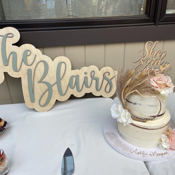 Large Last Name Sign, Cut Out Last Name Sign, Wedding Name Sign, Double ...