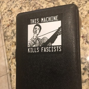Vinyl Sticker small Woody Guthrie This Machine Kills | Etsy