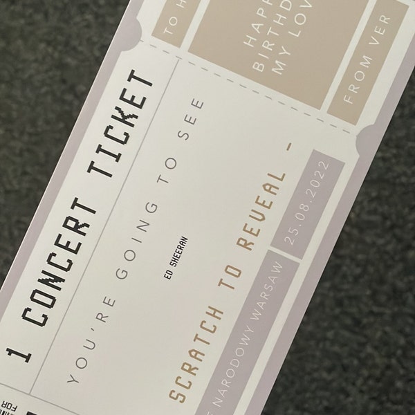 Surprise Concert Ticket Scratch Card | Custom Gig Ticket | Scratch off ...