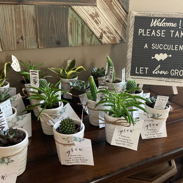 Succulent Favor Tags Bridal Shower Editable Template Let Love Grow ...
