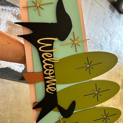 Mid-century Modern Welcome Sign Atomic Boomerang Mid Century - Etsy