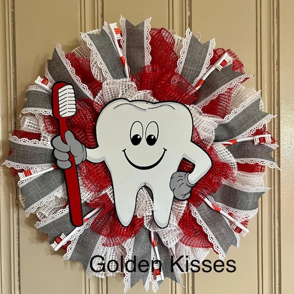 11.5x10.5 Tooth With Toothbrush Wreath Sign - #257 - Wreath Sign ...