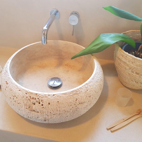 Travertine Pedestal Bathroom Sink, Pedestal Sink With Faucet Hole ...