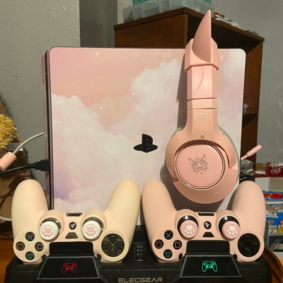 PS4 Skin Kawaii Ps4 Pro Slim Fat Vinyl Sticker Pink Sky Pastel Decal ...