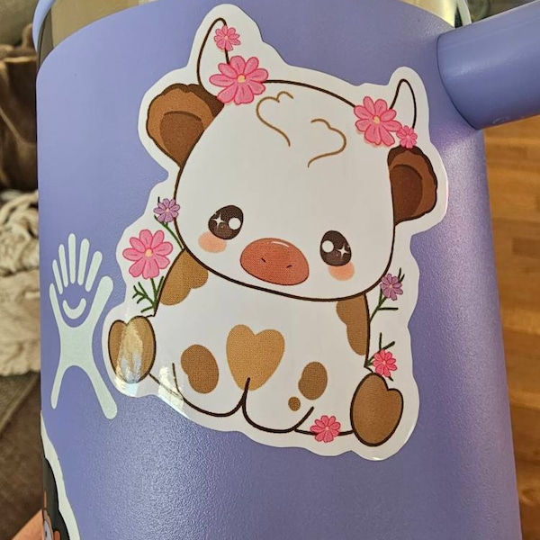 Cute Flower Cow Sticker, Rainbow Cow Sticker Set, Cow Stationary, Cute ...