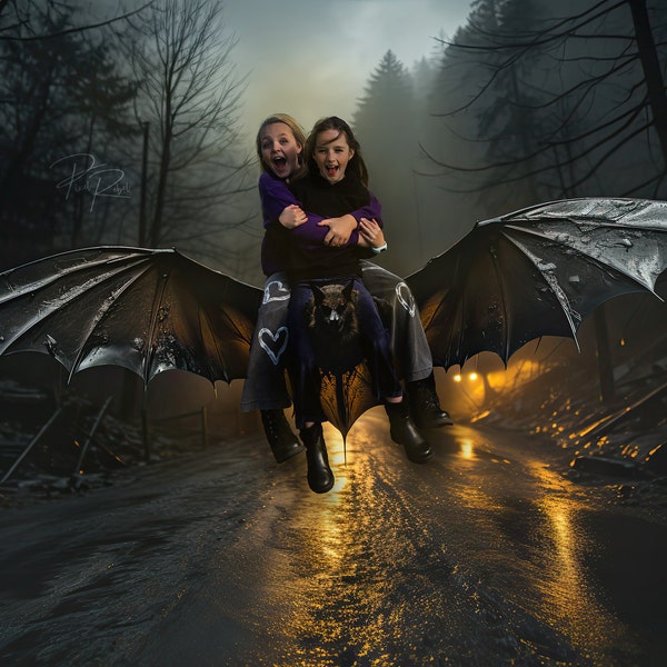 Bat Chase Digital Backdrop, Halloween Digital Backdrop, Halloween ...