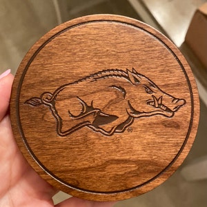 Arkansas Razorbacks Coaster Crafted From Cherry or Maple Wood Arkansas ...