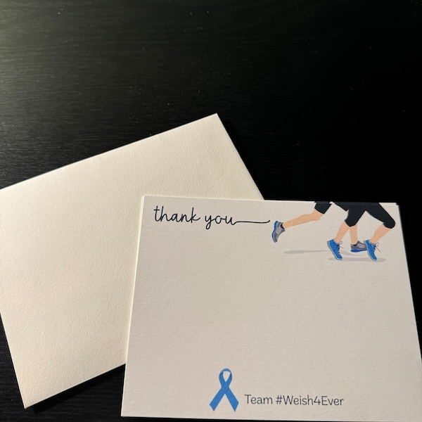 Personalized Running Stationery - Marathon Thank You Note Cards - Flat ...