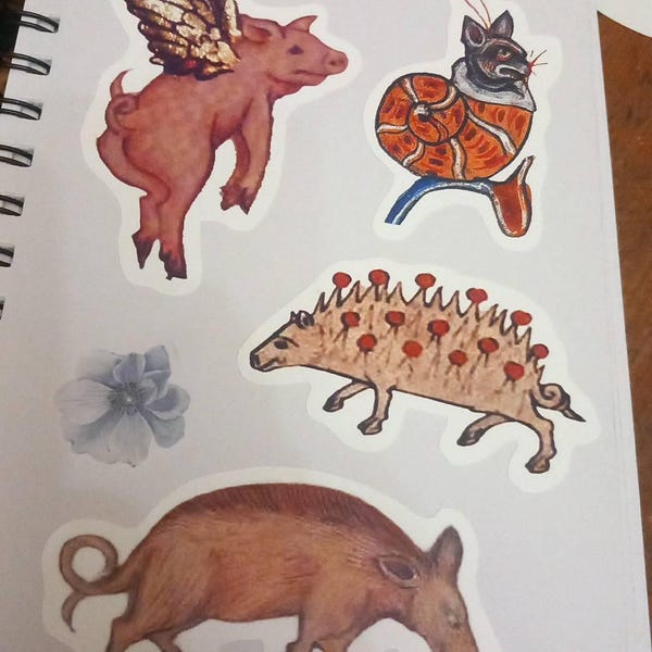 Medieval Stickers. Medieval Manuscript Animal Stickers - Etsy