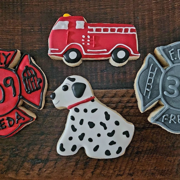 Firefighter Cookie Cutter SET, Rescue Theme Party - Firetruck, Flame ...