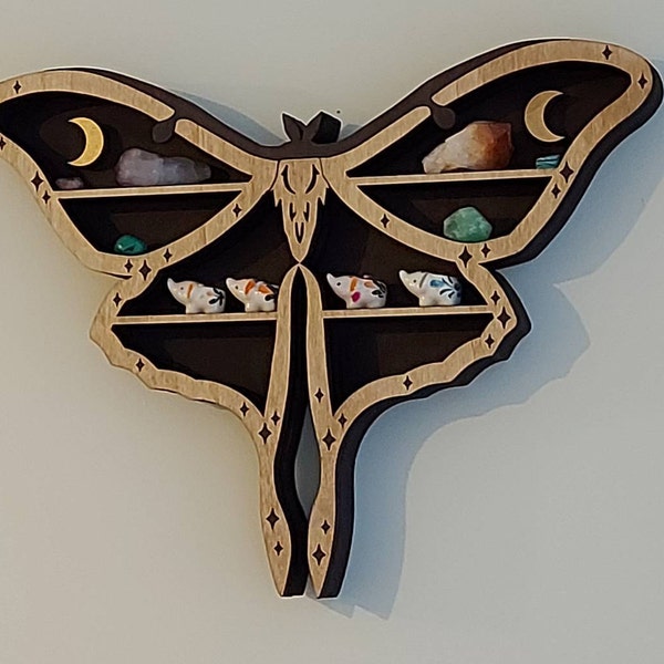 Coppermoon Luna Moth Crystal Shelf, Luna Moth Shelf, Luna Moth Wooden ...