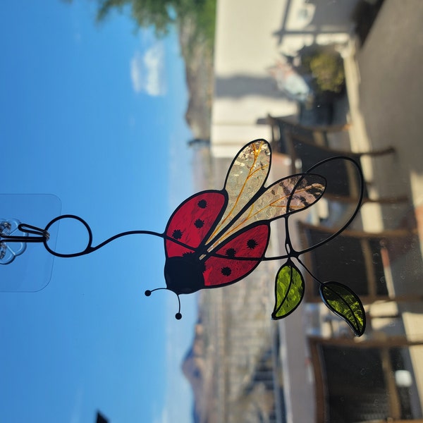 Ladybug Stained Glass Window Hangings Unique Gift for Mom Modern ...