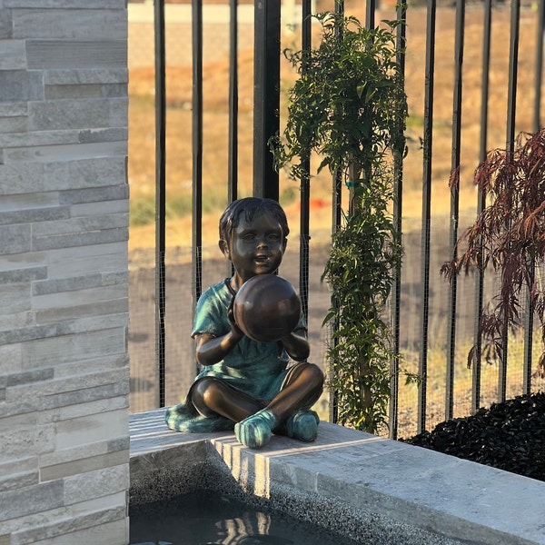 Bronze Garden Statue, Bronze Boy Statue, Boy With Ball Figure, Bronze Boy Figure, Child ...
