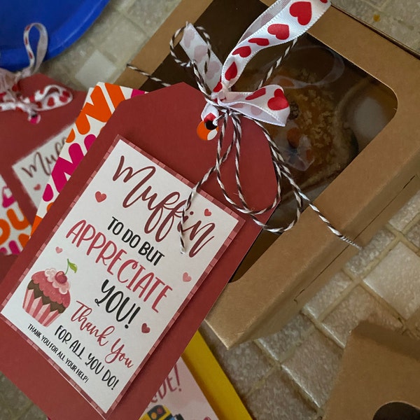 Printable/editable Muffin Gift Tag, Sweet Bakery Valentines Day ...