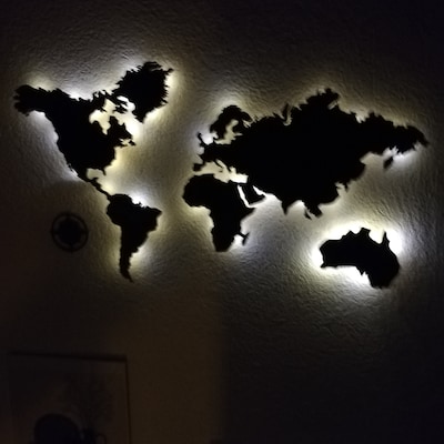Led World Map Home Design Home Deco Led Wooden Map Led Handmade Perfect ...