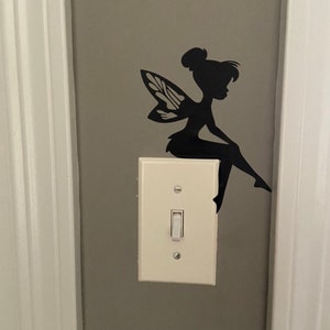 Tinkerbell Wall Decal, Tinkerbell Sitting on Light Switch, Tinkerbell ...