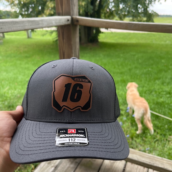 Custom Motocross Hat, Number Plate Leatherette Patch Cap - Etsy