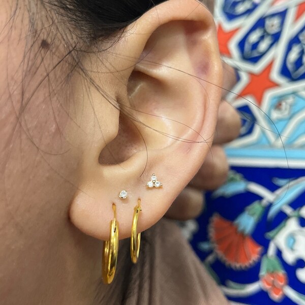 18k Gold OM Nose Stud, Real Gold Nose Push Back , Meditation, Gold Nose ...