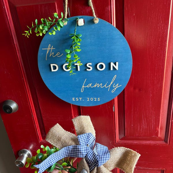 Personalized Family Door Sign, Welcome Door Name Hanger, Front Door ...