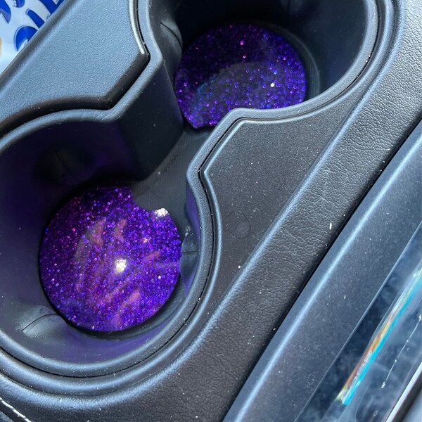 Purple Glitter Car Coasters: Sparkly Car Decor - BS Designs TX - Etsy
