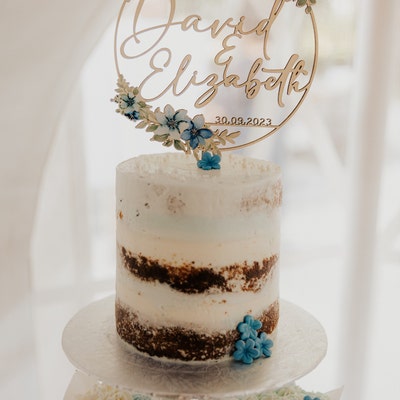 Personalized Couple Dress Cake Topper With Pet, Brut Rose Wedding Cake ...