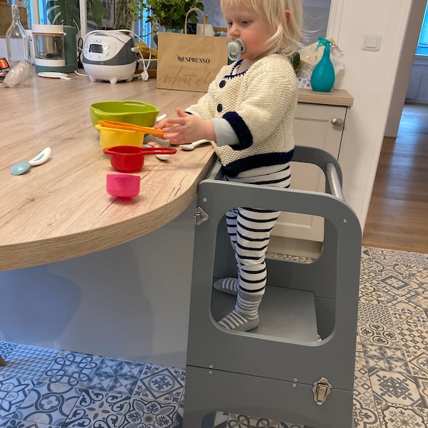 2-in-1 Convertible Toddler Step Stool for Kids Montessori Tower Kitchen ...
